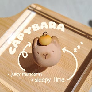 Cute Mandarin Capybara Head Keychain - Etsy