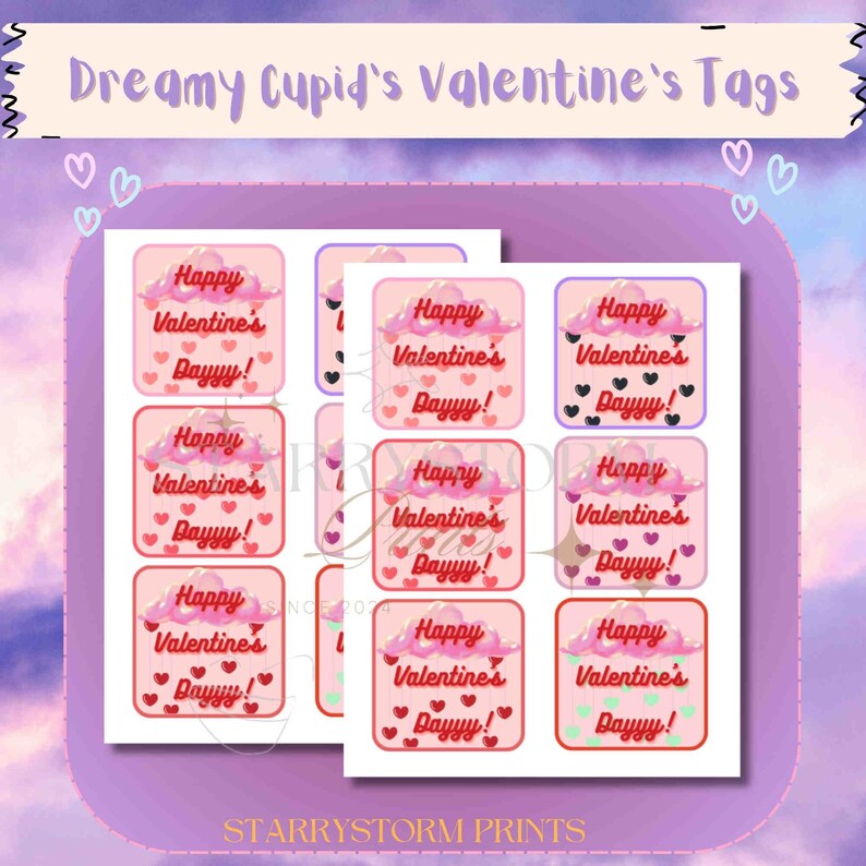 Printable Downloadable Dreamy Cloud Cupid's Valentine's Cards for ...