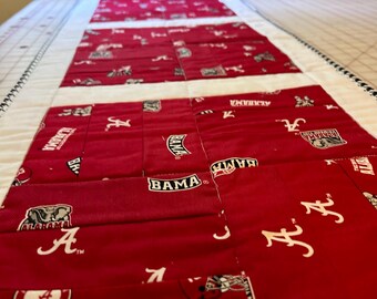 Alabama Crimson Tide Table Runner, Burlap Table Runner, Houndstooth ...