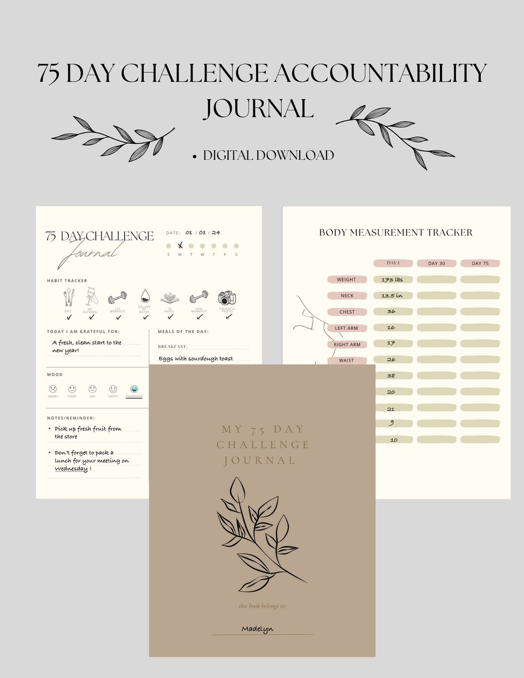 75 Day Challenge Accountability Journal - Etsy