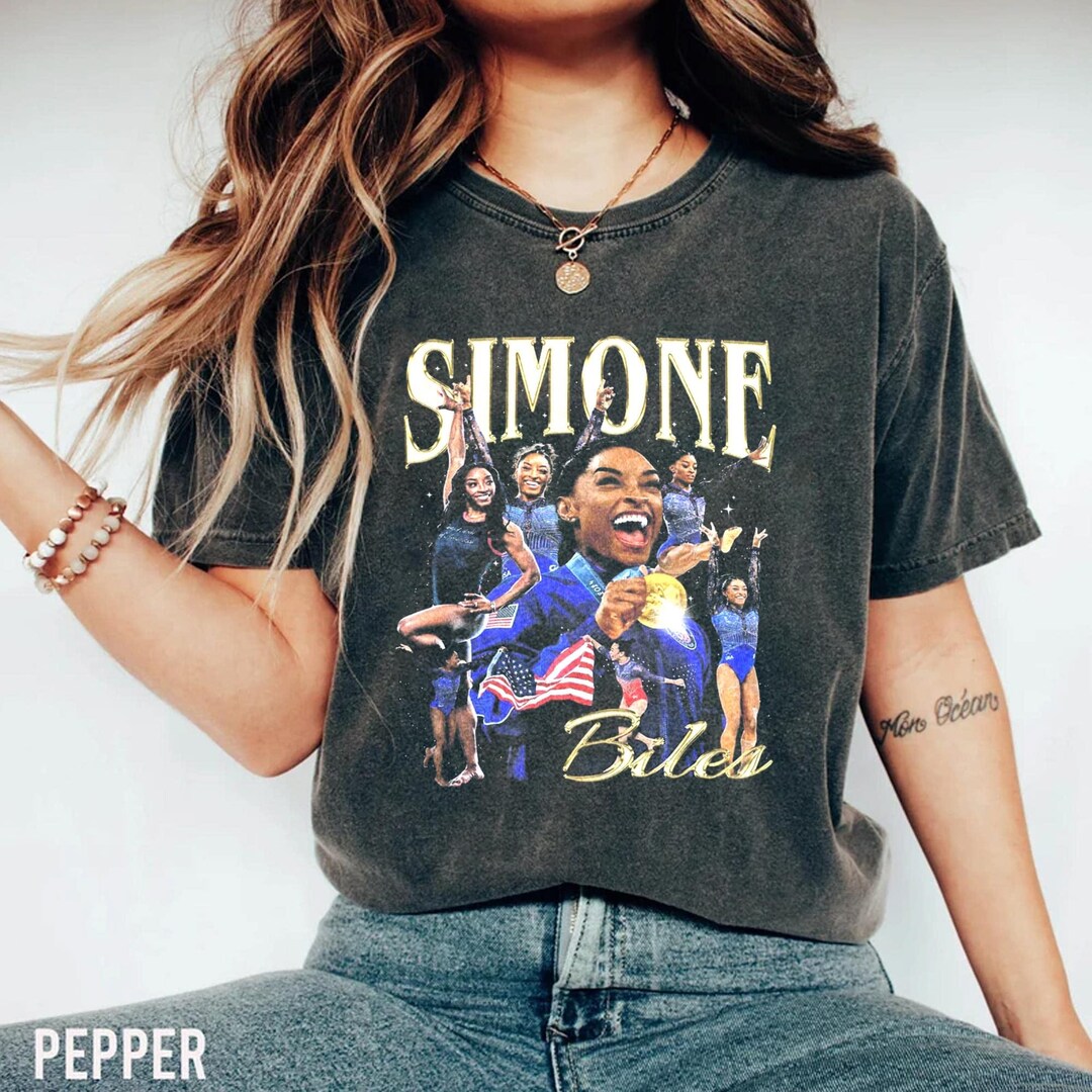 Simone Biles Olympic Gold Medalist Team USA Gymnast Paris 2024 T-shirt ...