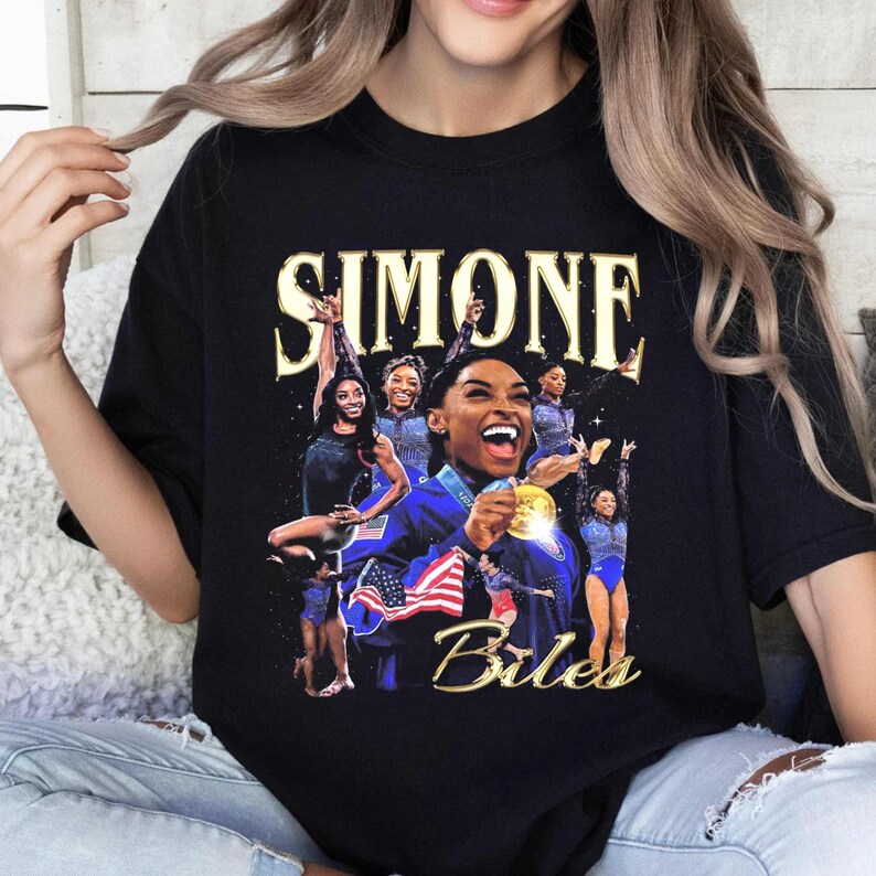 Simone Biles Olympic Gold Medalist Team USA Gymnast Paris 2024 T-shirt ...