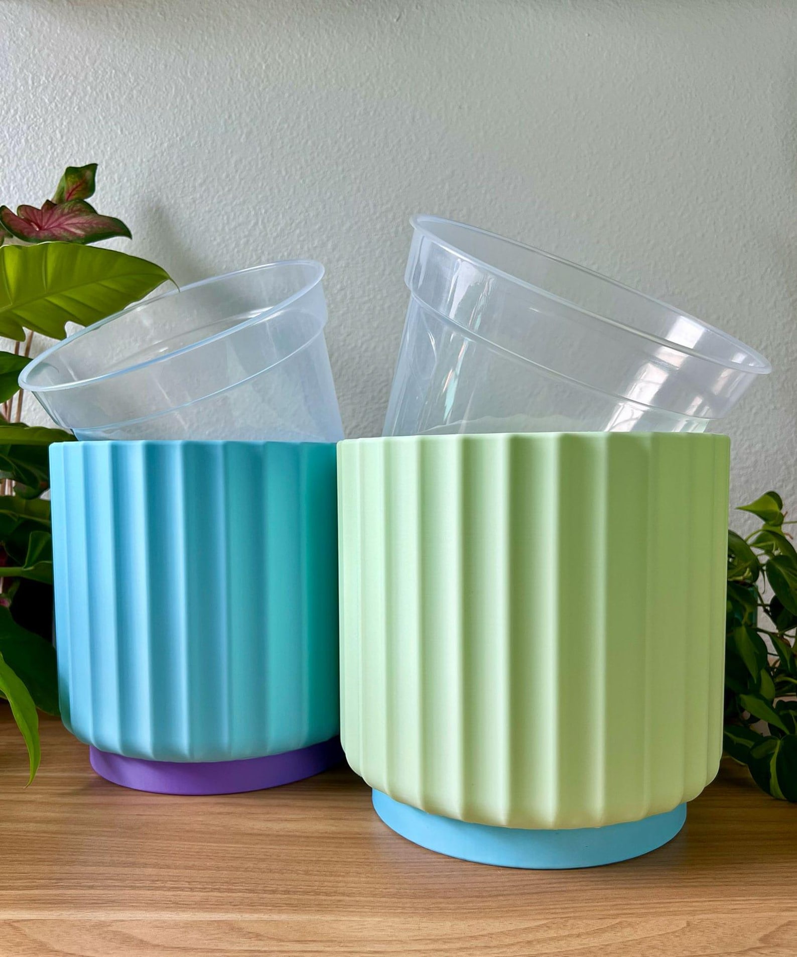 Bold Large Colorful Planter: Retro Fluted 8" Plant Pot Dreamhouse Pink ...