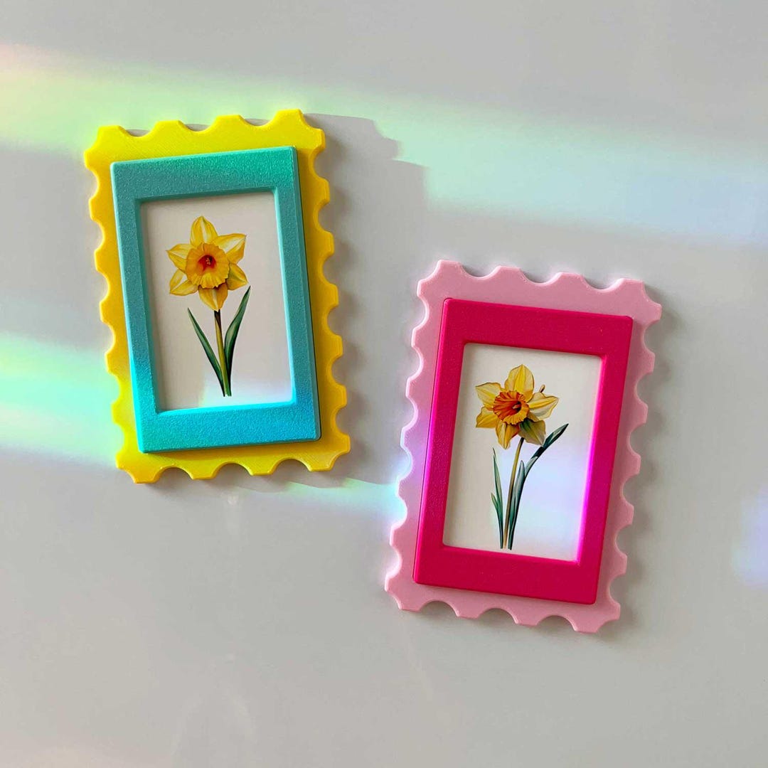 Retro Stamp 2x3 Inch Wallet Photo Magnets | Bold Pink & Yellow | Fridge ...