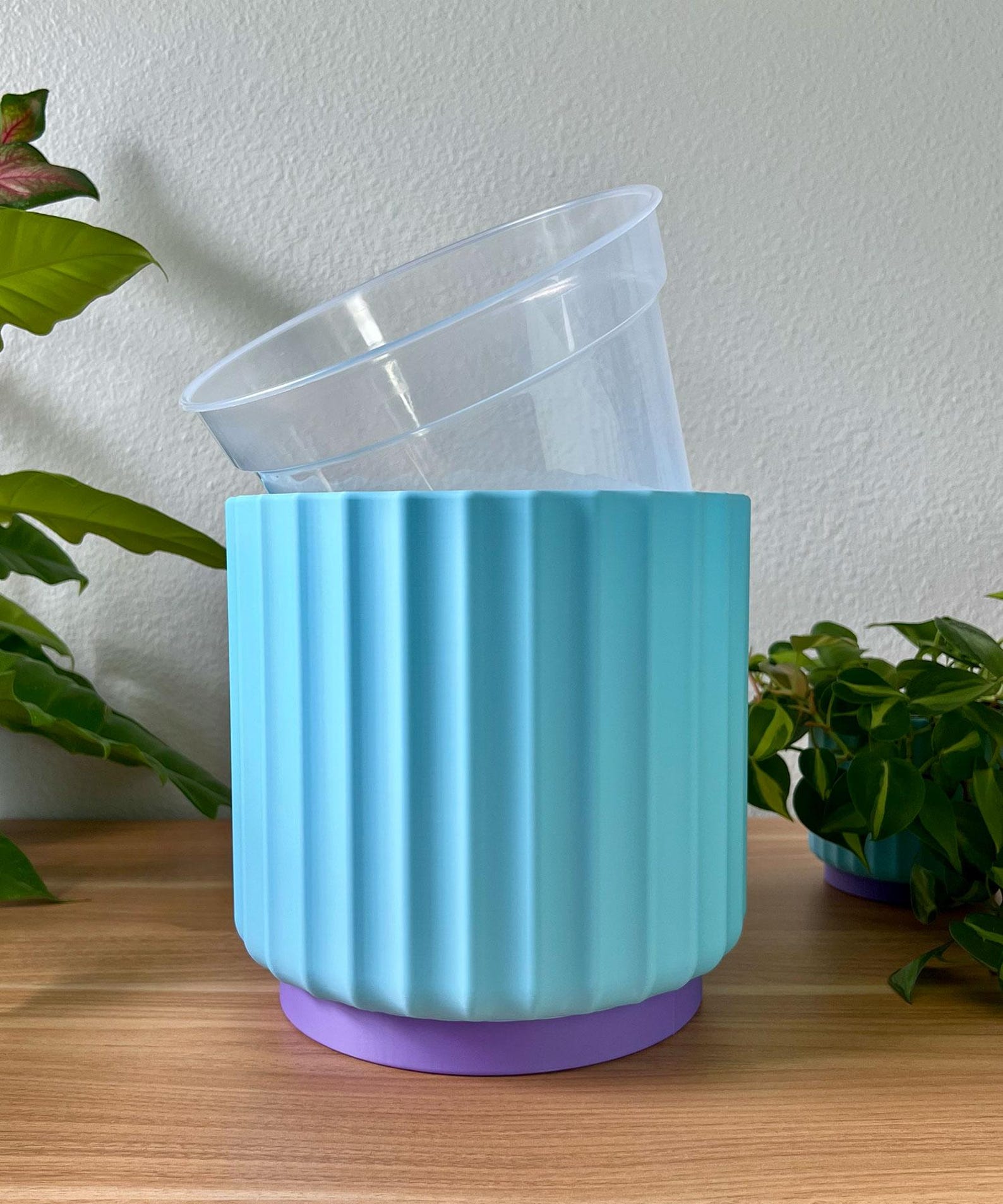 Bold Large Colorful Planter: Retro Fluted 8" Plant Pot Dreamhouse Pink ...