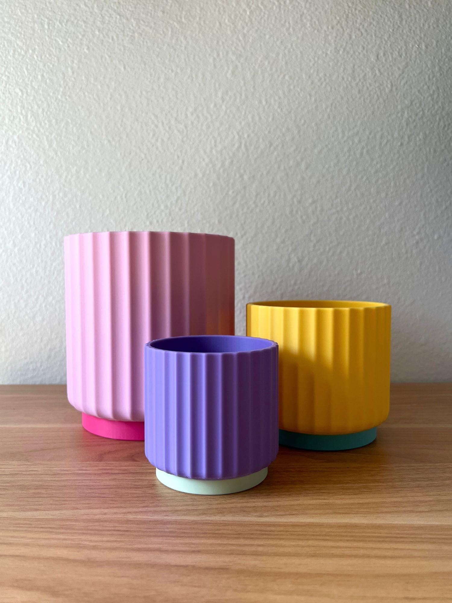 Color Pop Rainbow Planter Trio: 3D Printed Colorful Plant Pot Set - Fun ...