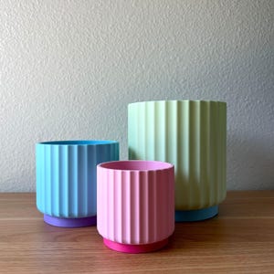 Color Pop Rainbow Planter Trio: 3D Printed Colorful Plant Pot Set - Fun ...