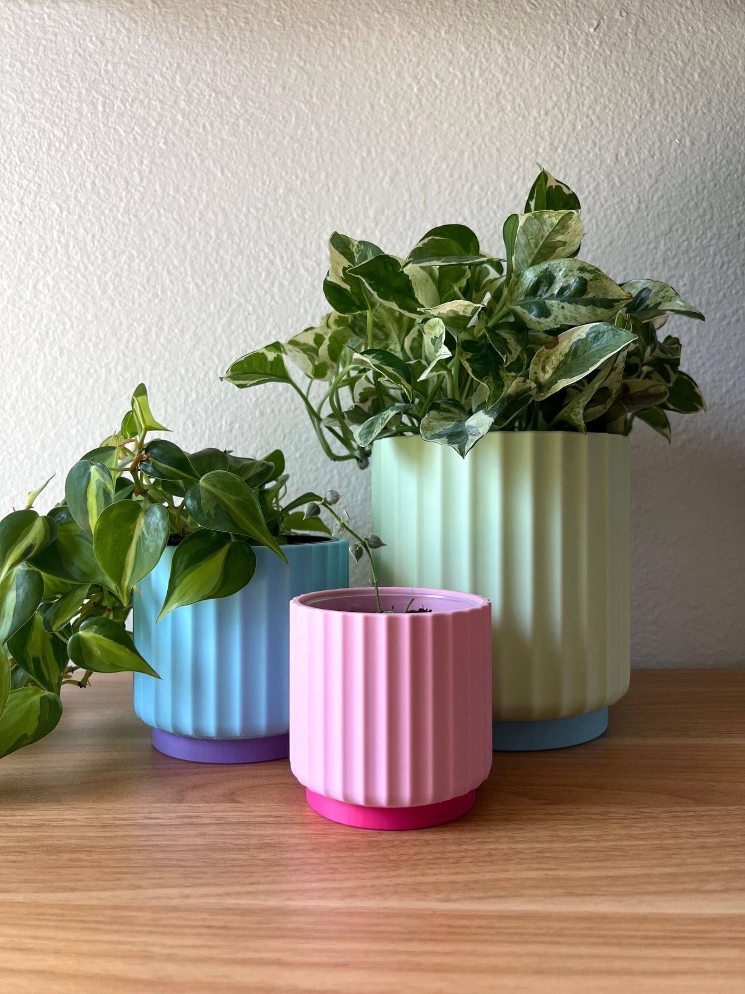 Color Pop Rainbow Planter Trio: 3D Printed Colorful Plant Pot Set - Fun ...