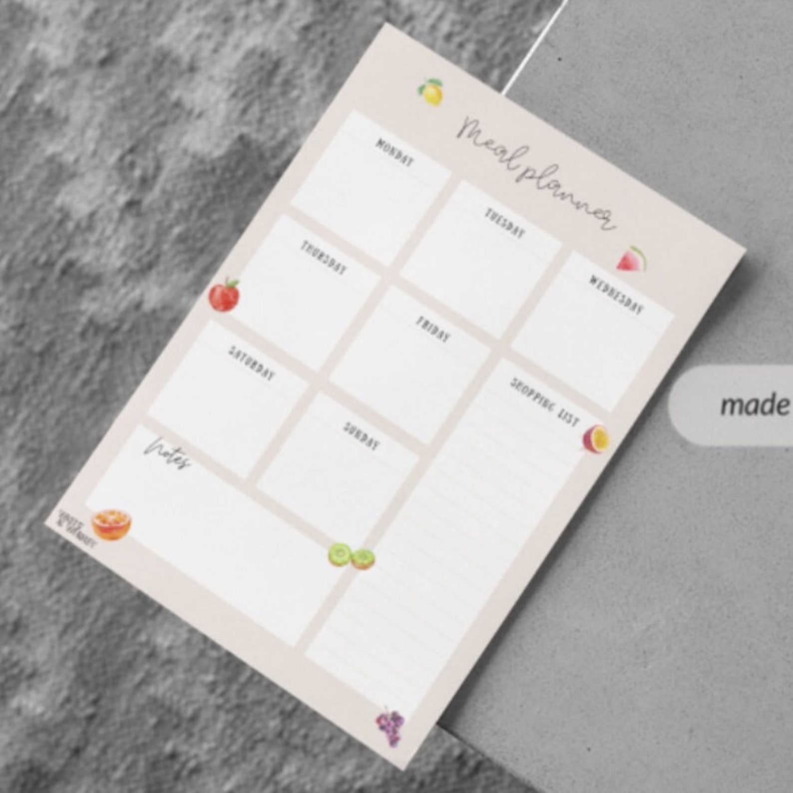 Meal Planner Fruit Fiesta, Meal Planner With Shopping List, Dinner ...