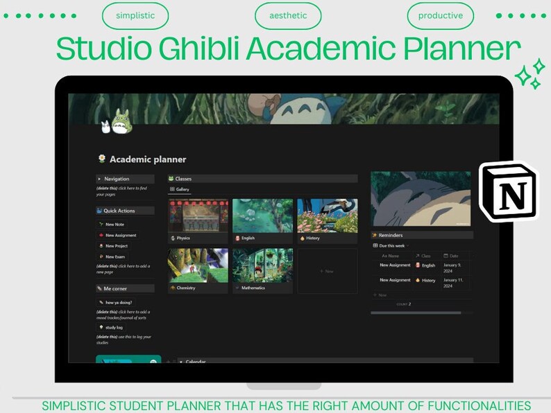 Aesthetic Studio Ghibli Notion Template, Student Planner, Academic ... Aesthetic Studio Ghibli Notion Template, Student Planner, Academic ...