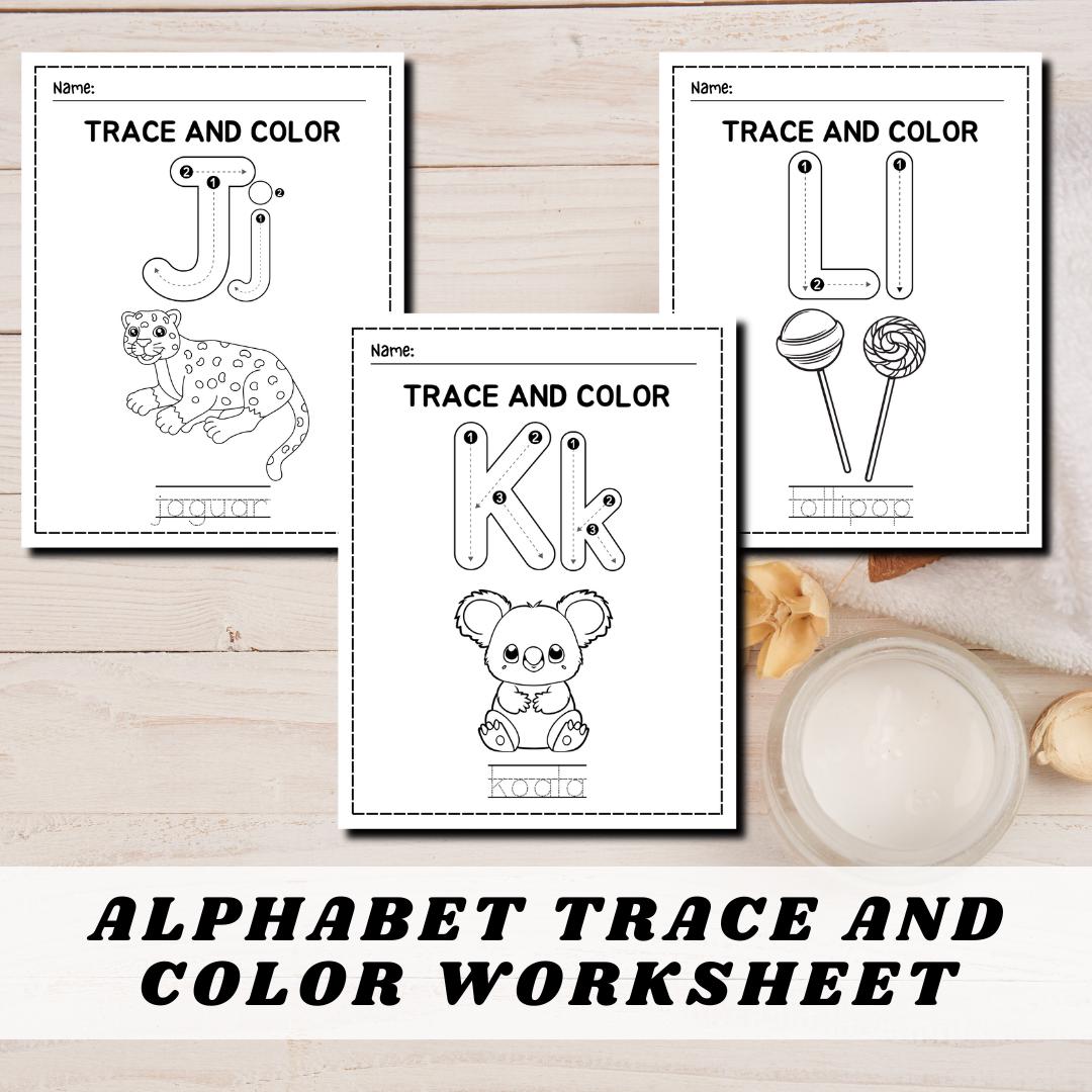 26 Printable Alphabet Trace and Color Worksheet | I Know My Letters ...