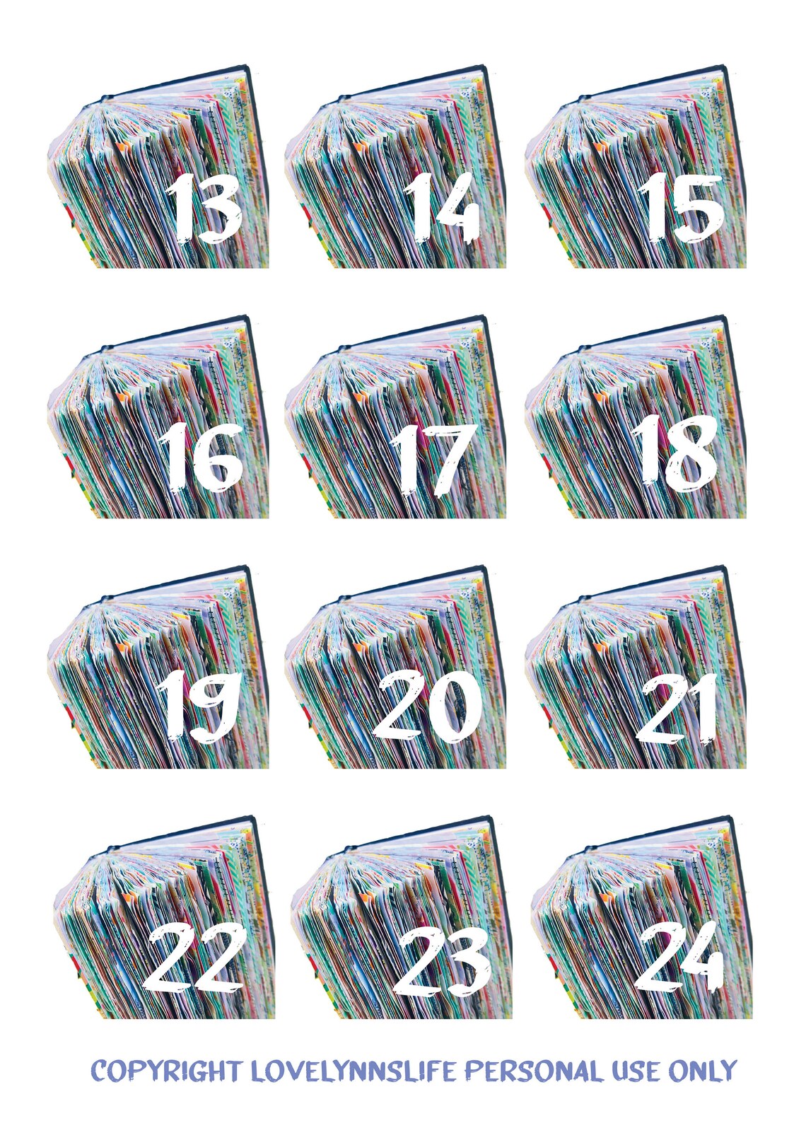 Printable Numbers Pdfs // Journal Ephemera // Colourful Printable ...