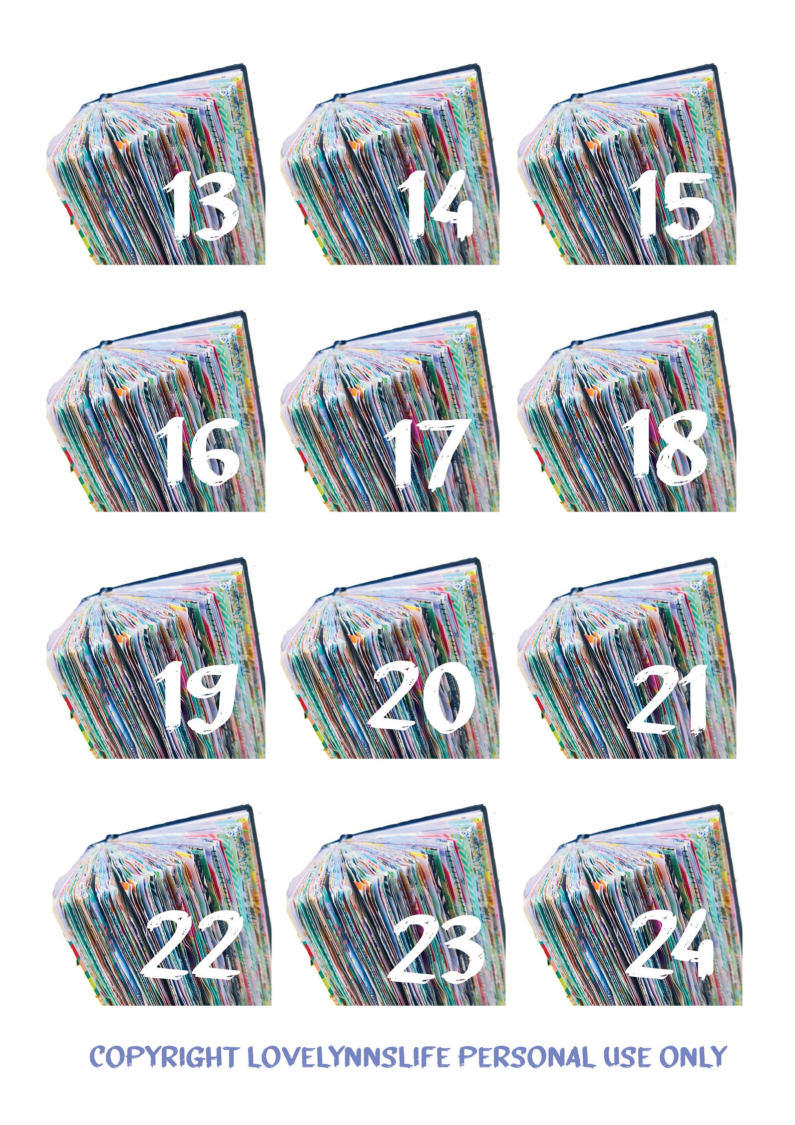Printable Numbers Pdfs // Journal Ephemera // Colourful Printable ...