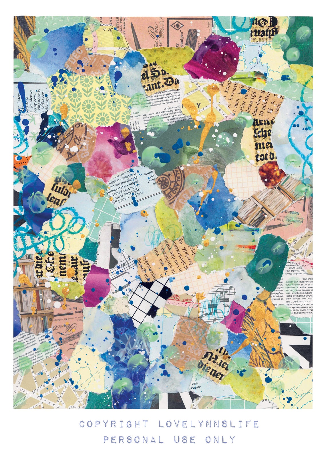Collage Art // Journal Ephemera // Colourful Printable // Journaling ...