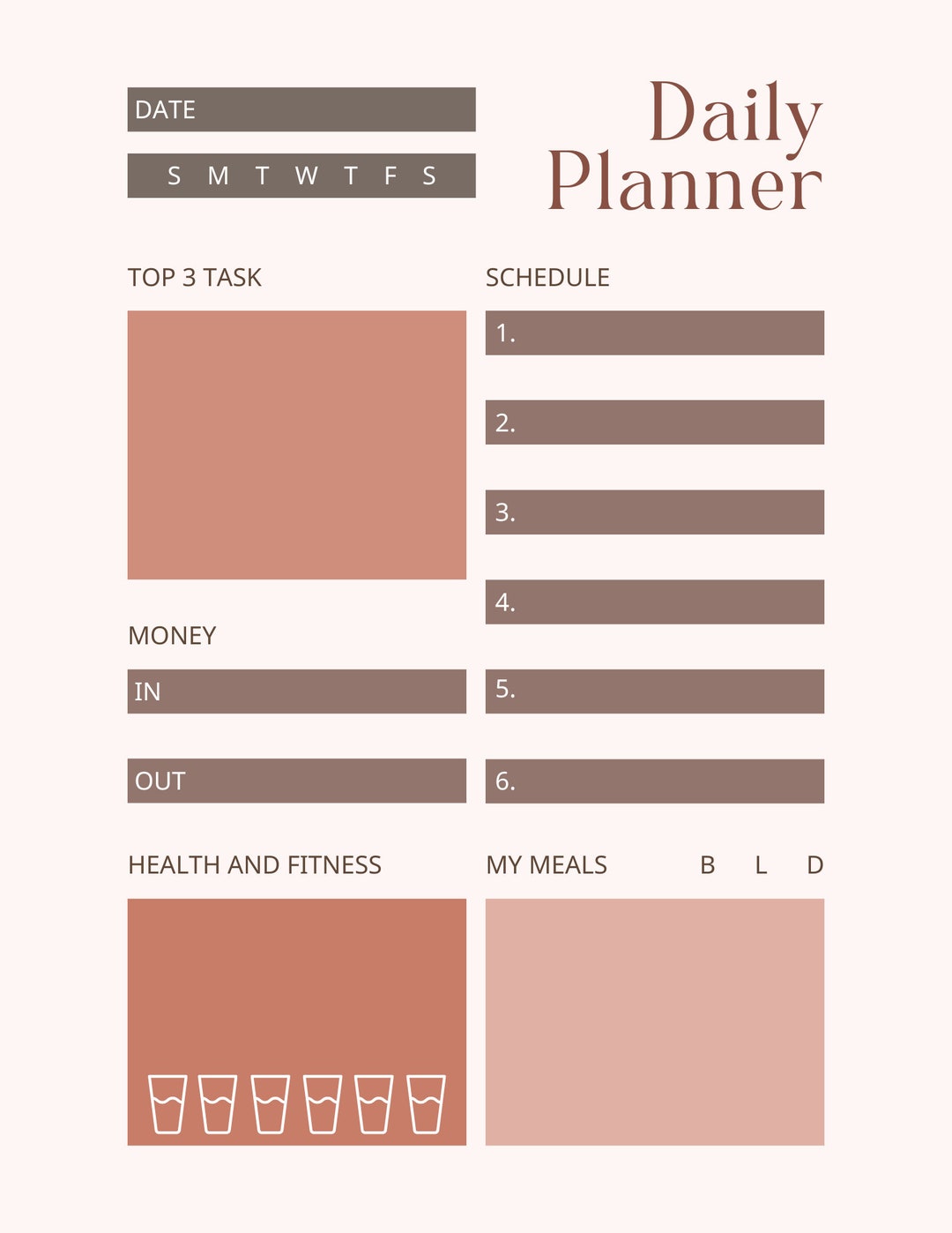EDITABLE, Modern Beige Productive Daily Planner - Etsy