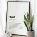 Dad Definition Meaning, Printable Wall Art Dad Gift, Father’s Day Print ...