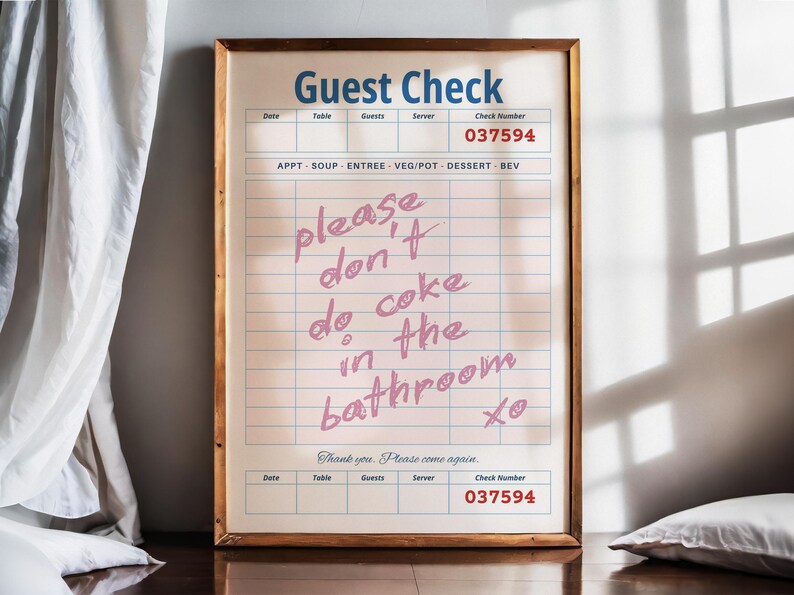 Please Don't Do Coke in the Bathroom Print Funky Retro Wall Art Funny ...