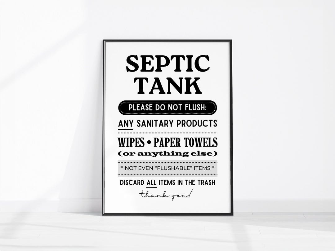 Septic Tank System Bathroom Sign Instant Download Printable Do Not ...