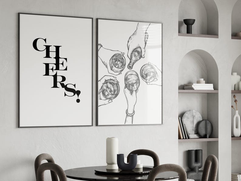 Cheers Print Set, Bar Cart Wall Decor, Retro Cheers Posters, Cheers ...