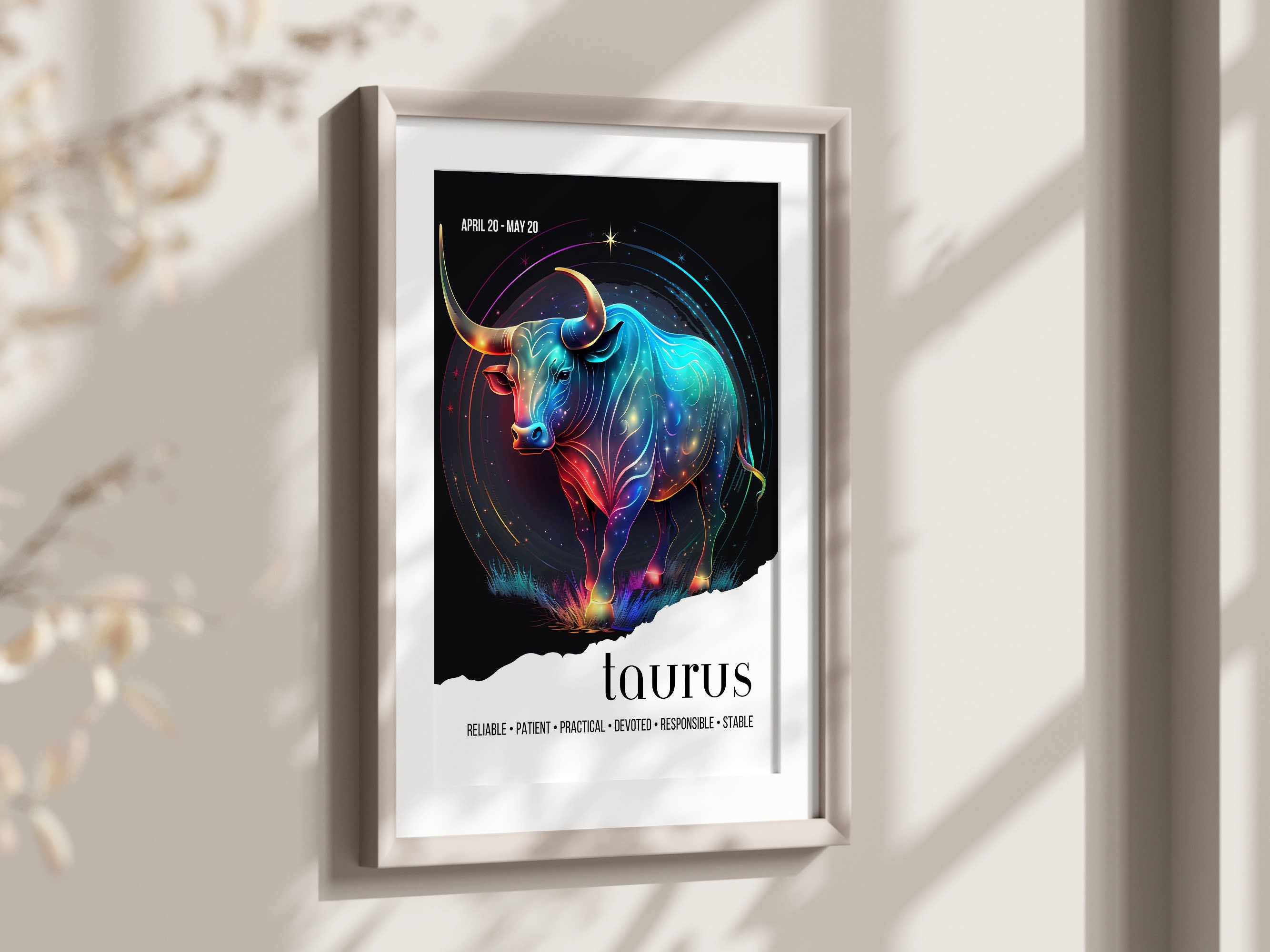 TAURUS Zodiac Print, Taurus Poster Spiritual Décor, Zodiac Printable ...