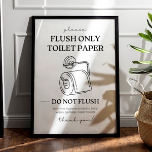 Cute Flush Only Toilet Paper Printable Bathroom Sign, Many Sizes ...