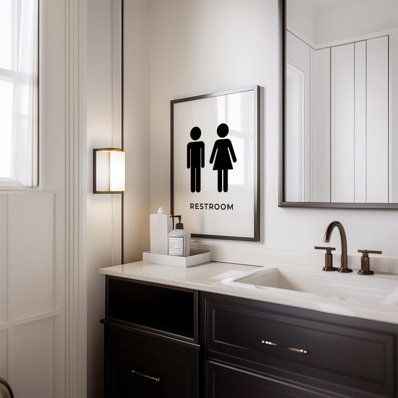 Unisex Restroom Sign Digital Download, Men Women Restroom Sign Print ...