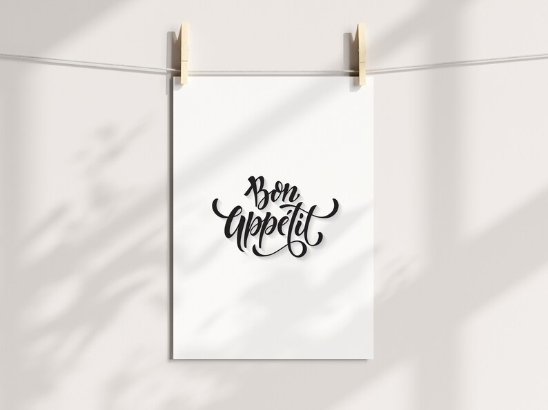 Bon Appetit Sign, Kitchen Printable Wall Art, Kitchen Typography Print ...