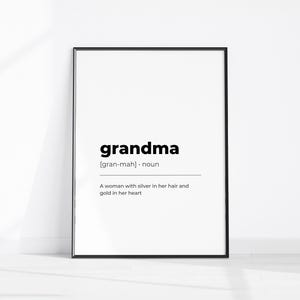 Grandma Definition Print, Family Wall Art, Grandma Printable Art, Gran ...
