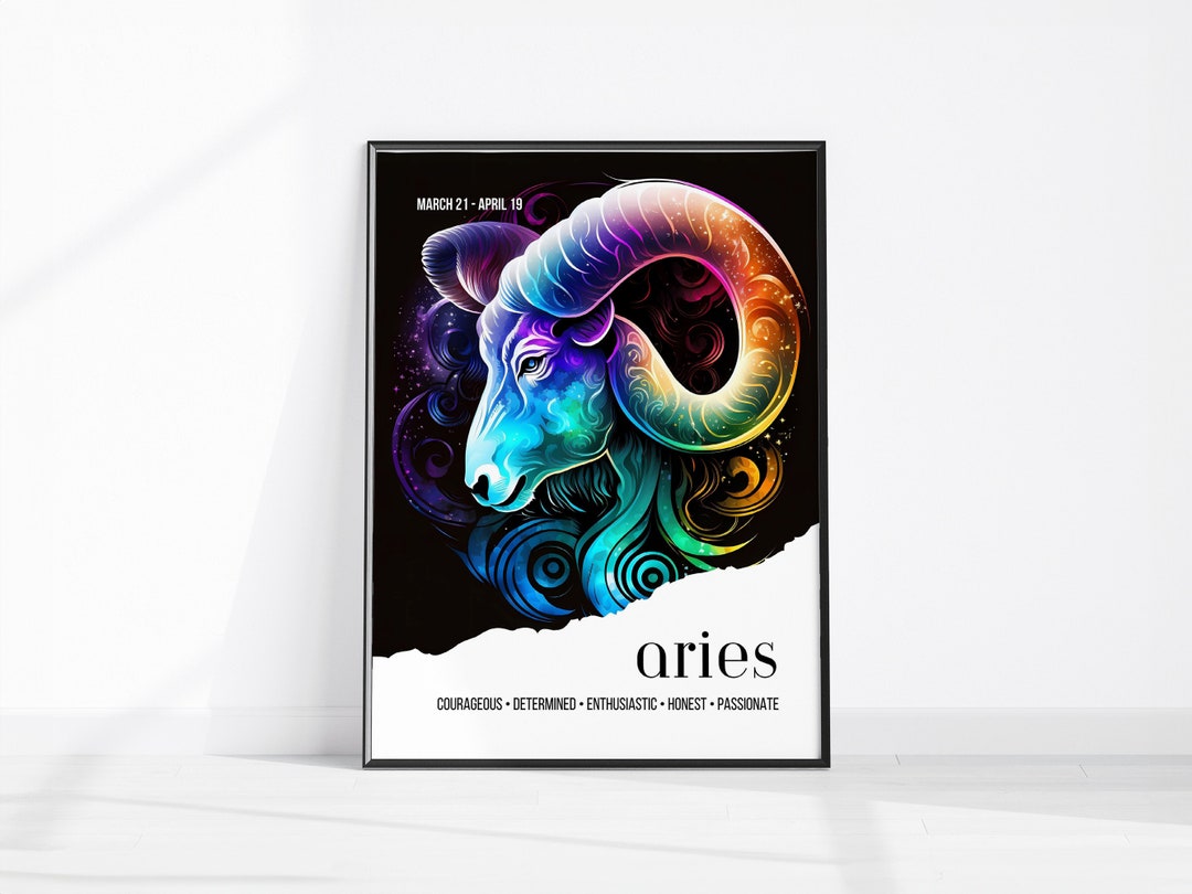 ARIES Poster, Aries Star Sign Print, Zodiac Printable Art, Sublimation ...