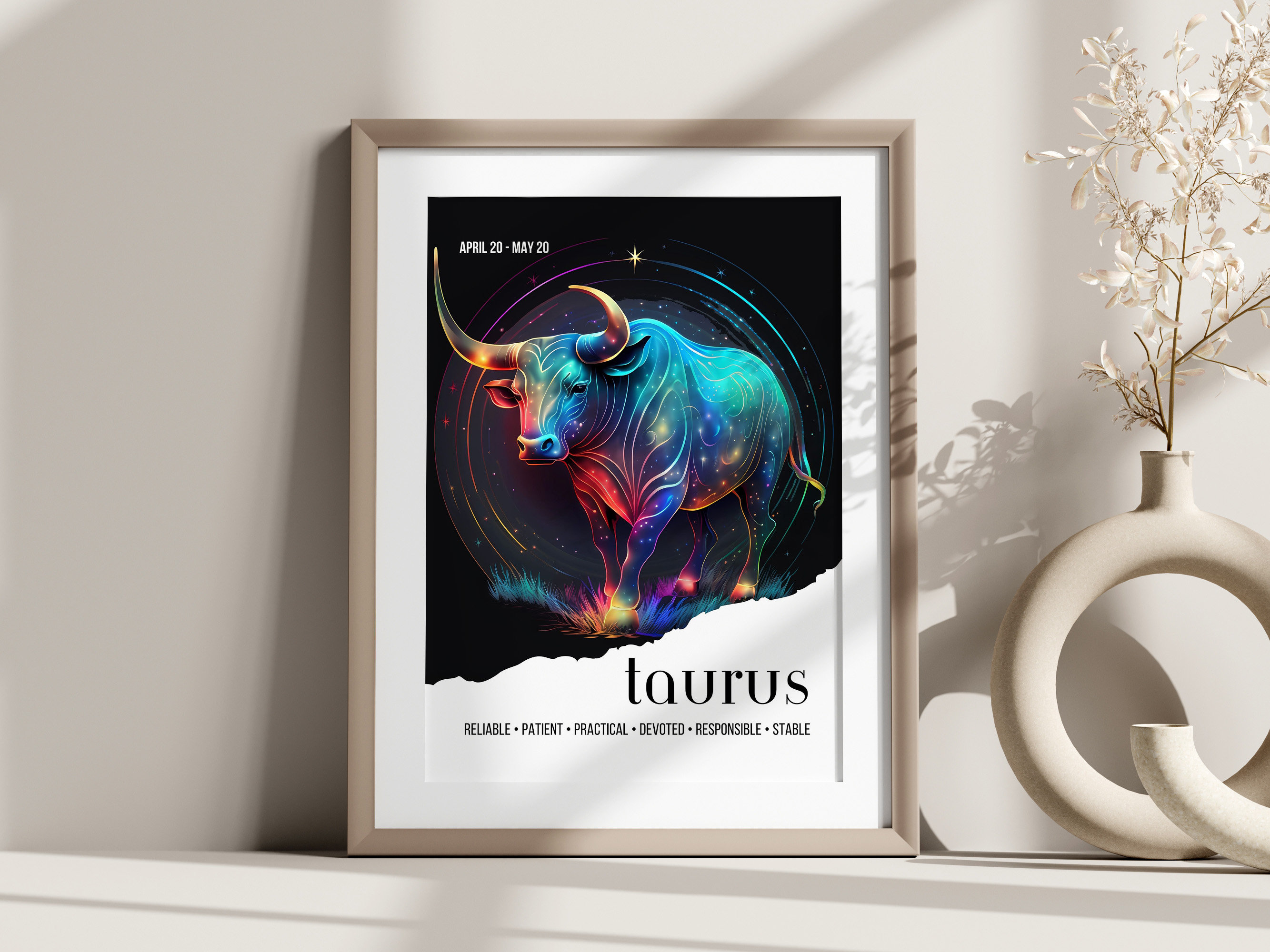 TAURUS Zodiac Print, Taurus Poster Spiritual Decor, Zodiac Printable ...