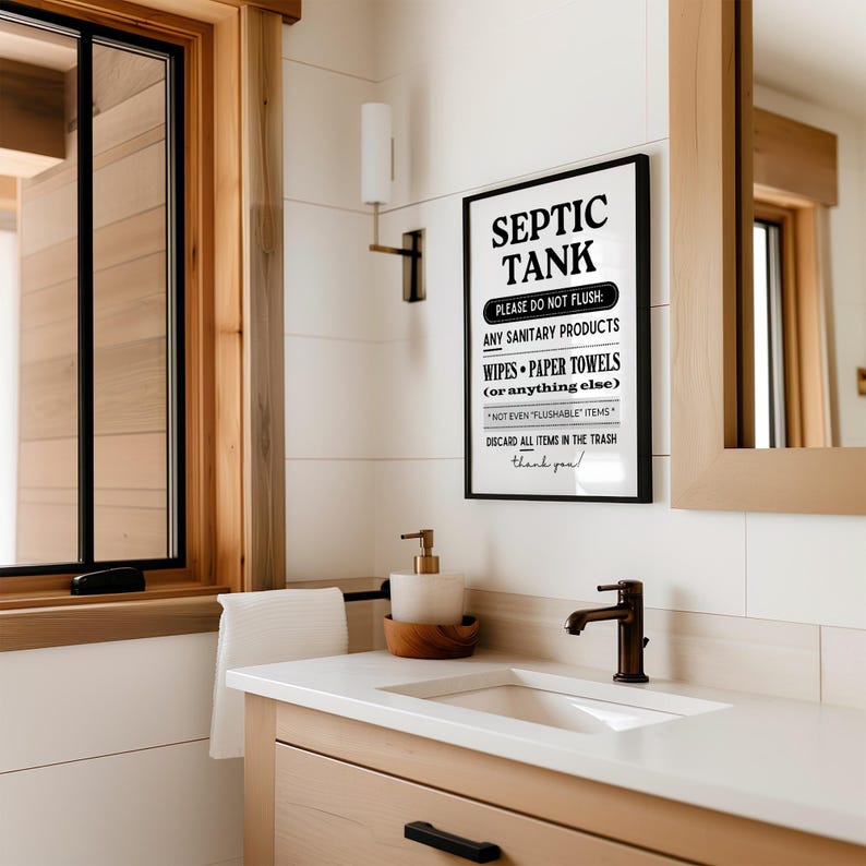 Septic Tank System Bathroom Sign Instant Download Printable Do Not ...
