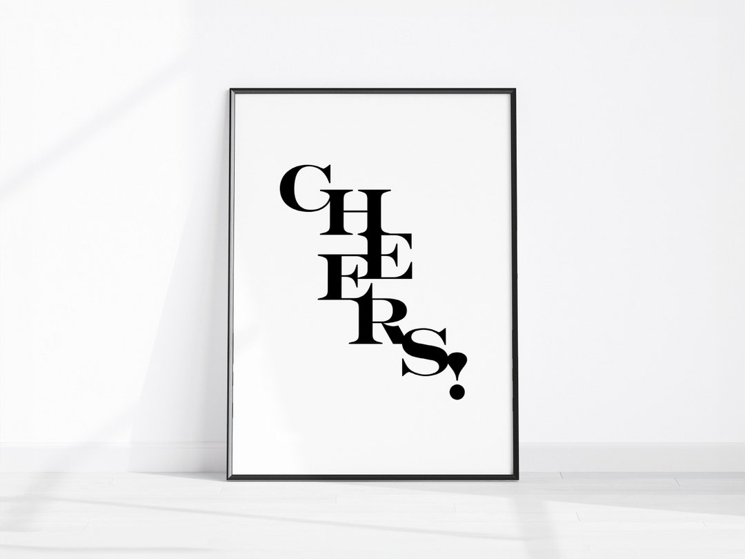 Cheers, Printable Art, Bar Cart Sign, Drinks Trolley Print, Alcohol ...