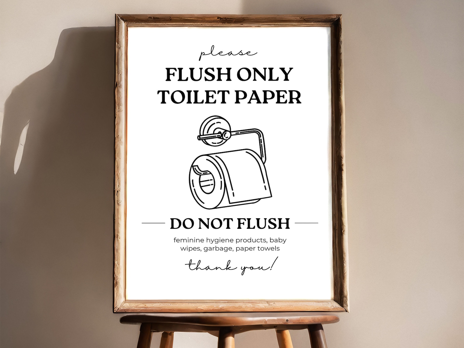 Cute Flush Only Toilet Paper Printable Bathroom Sign, Many Sizes ...