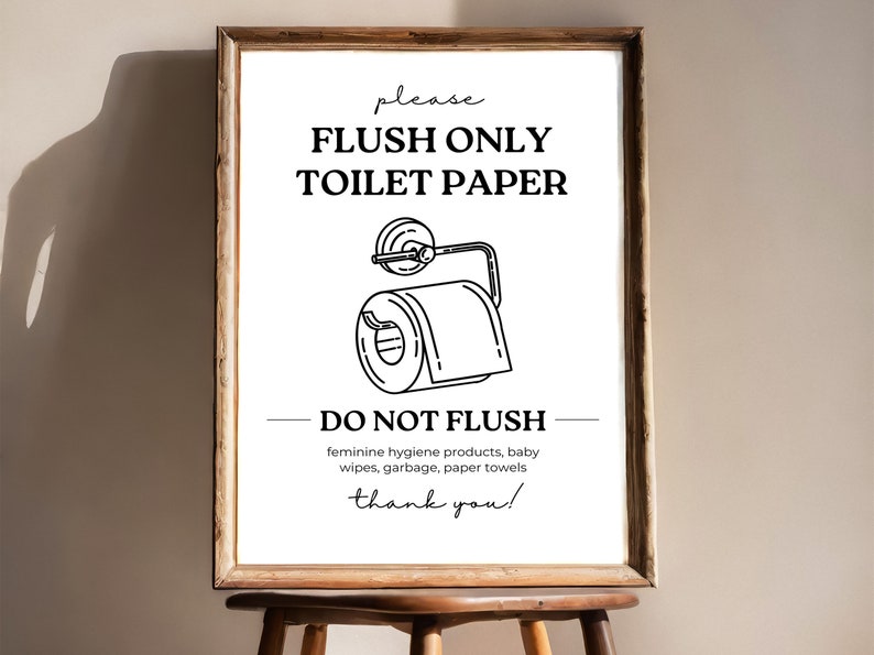 Cute Flush Only Toilet Paper Printable Bathroom Sign, Many Sizes ...