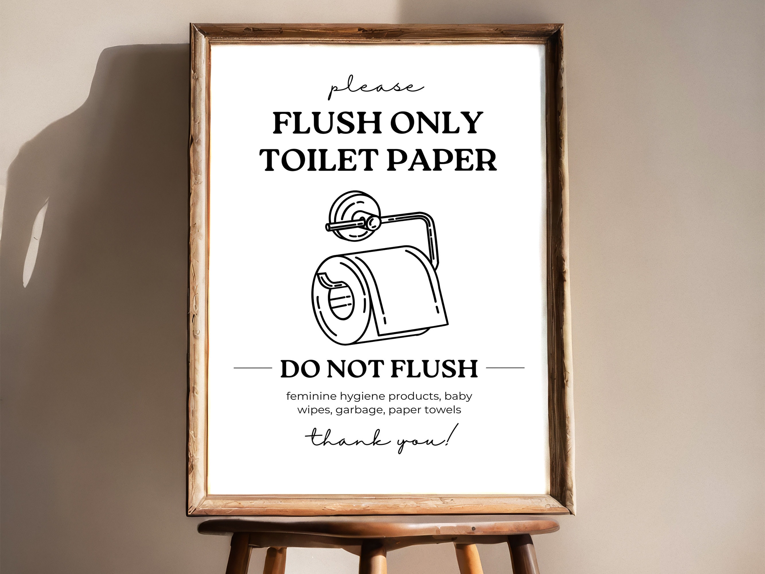 Cute Flush Only Toilet Paper Printable Bathroom Sign, Many Sizes ...