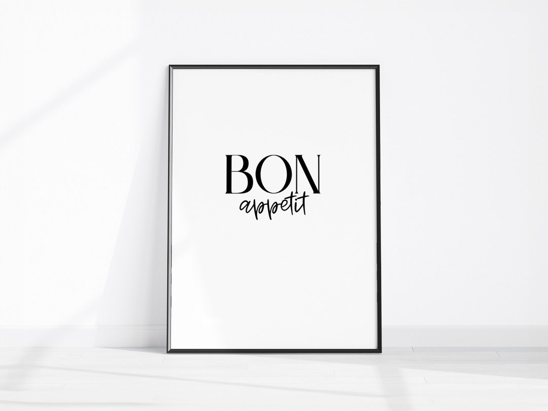 Bon Appetit Print, Kitchen Printable Wall Art, Minimalist Kitchen Art ...