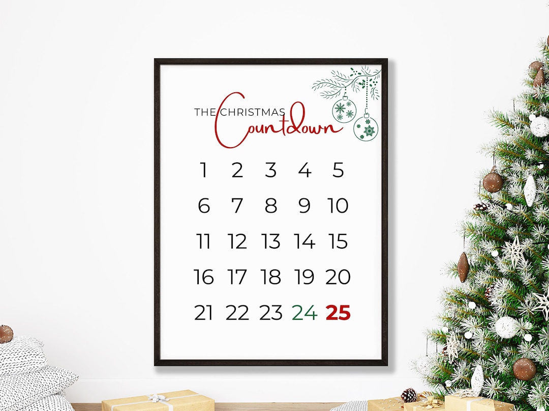 Christmas Advent Calendar Printable Art, Christmas Countdown Print ...