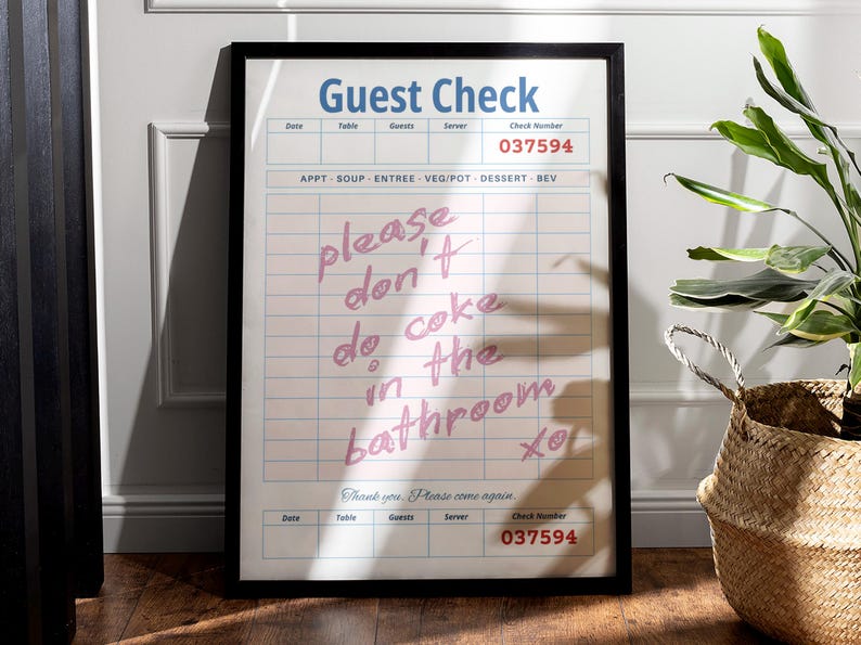 Please Don't Do Coke in the Bathroom Print Funky Retro Wall Art Funny ...