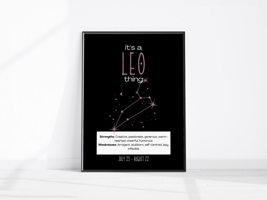 LEO Poster, Zodiac Leo Star Sign Print, Boho Wall Decor, Leo Zodiac ...