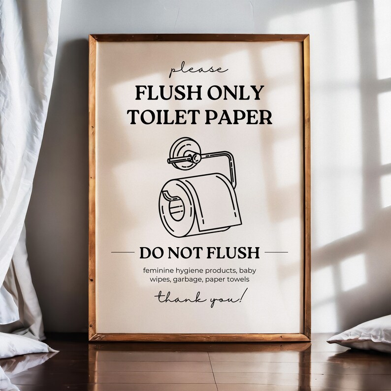 Cute Flush Only Toilet Paper Printable Bathroom Sign, Many Sizes ...