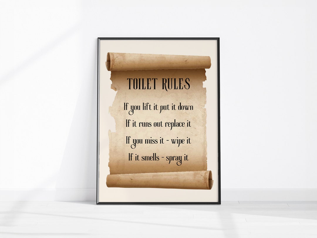 Funny Toilet Rules Printable Wall Art, Above Toilet Loo Sign, Fun ...