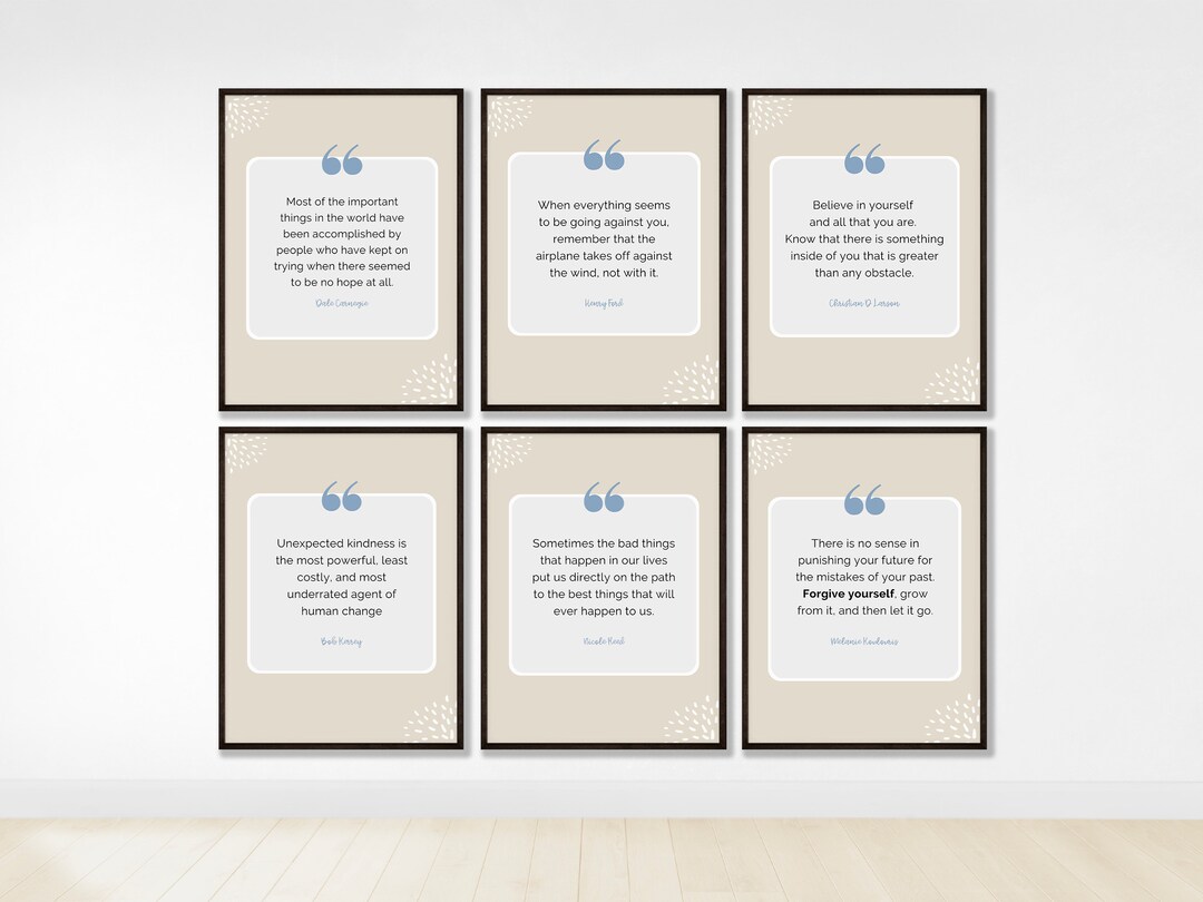 Set of 6 Inspiring Quotes, Motivational Print Set, Famous Motivating ...