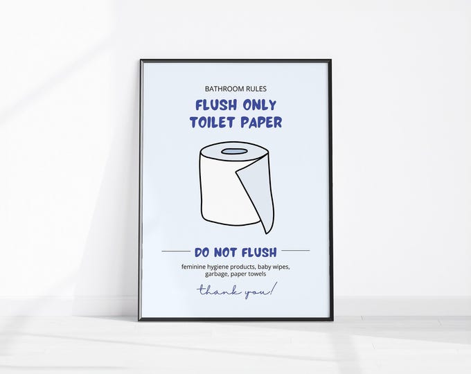 Flush Only Toilet Paper & Natural Waste Printable Sign ~ Modern ...