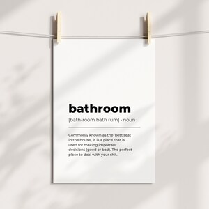 Bathroom Definition Wall Art, Bathroom Fun Sign, Printable Bathroom ...