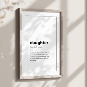 Daughter Definition Print, Printable Wall Art Quotes Instant Download ...