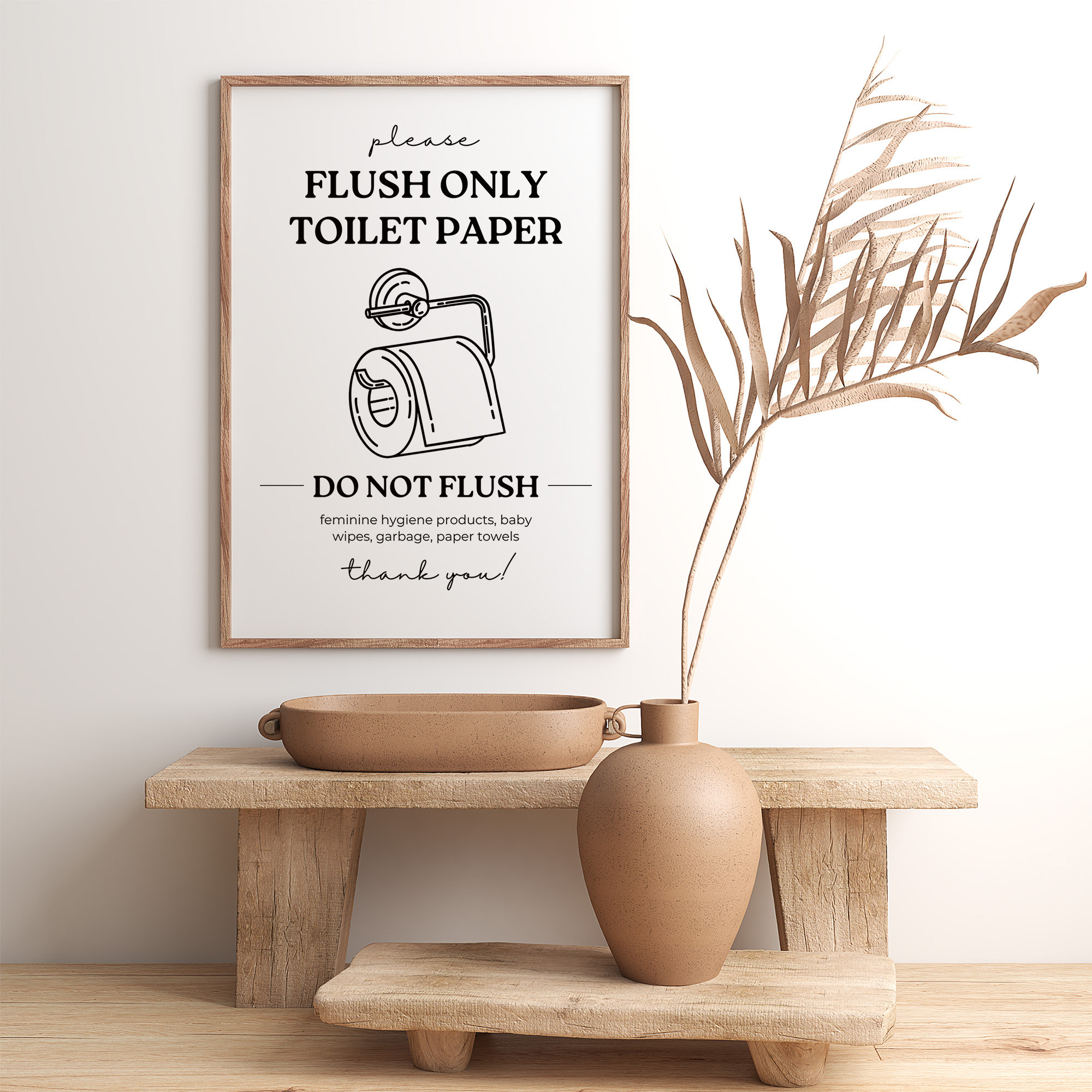 Cute Flush Only Toilet Paper Printable Bathroom Sign, Many Sizes ...