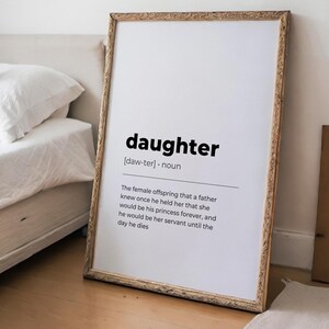 Daughter Definition Print, Printable Wall Art Quotes Instant Download ...