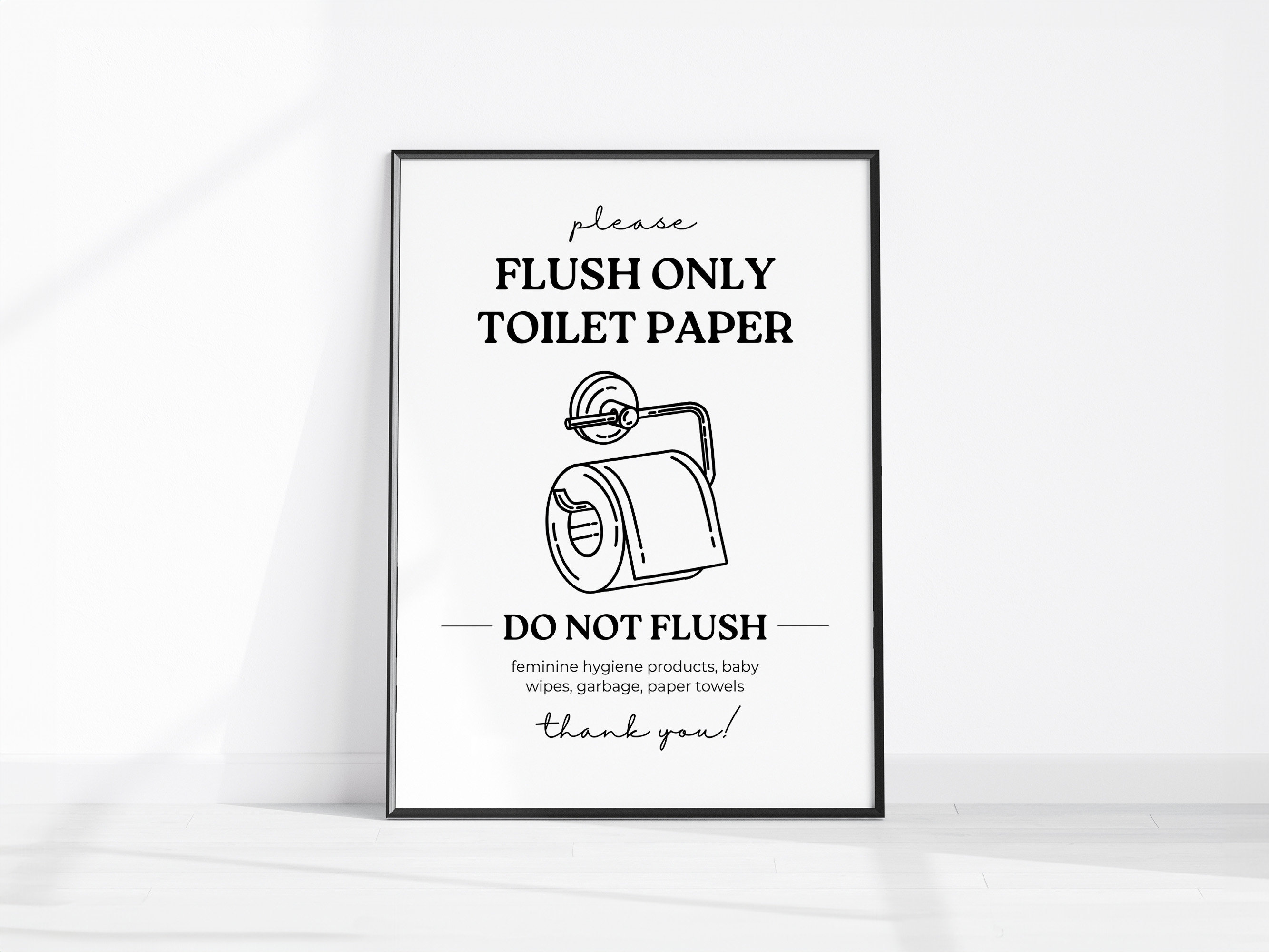 Cute Flush Only Toilet Paper Printable Bathroom Sign, Many Sizes ...