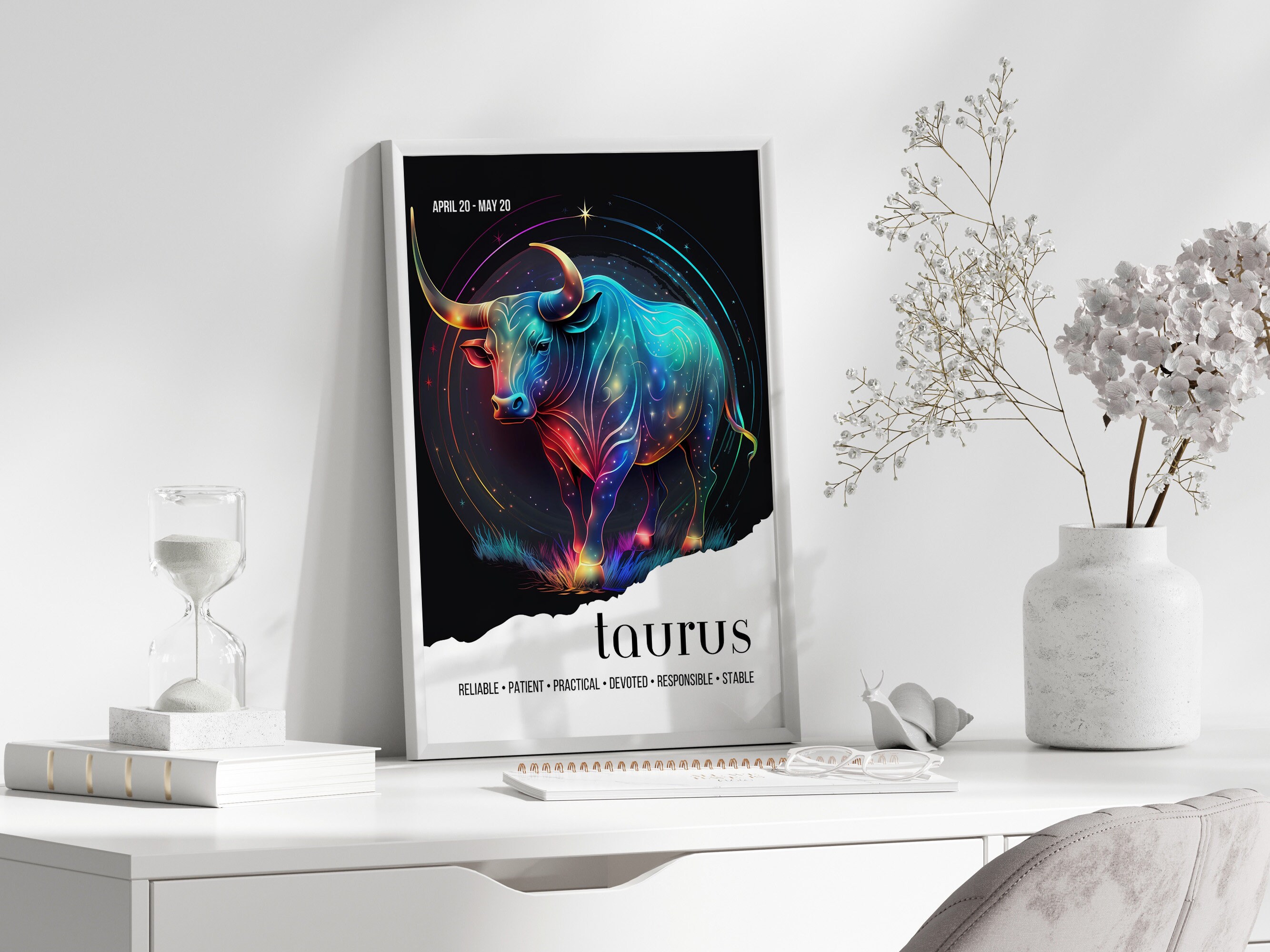 TAURUS Zodiac Print, Taurus Poster Spiritual Décor, Zodiac Printable ...
