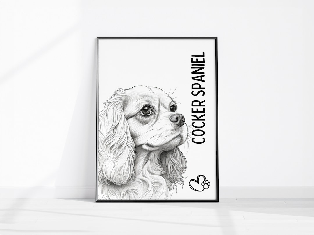 Cocker Spaniel Wall Art, Printable Spaniel Sketch, Dog Lover Gift ...